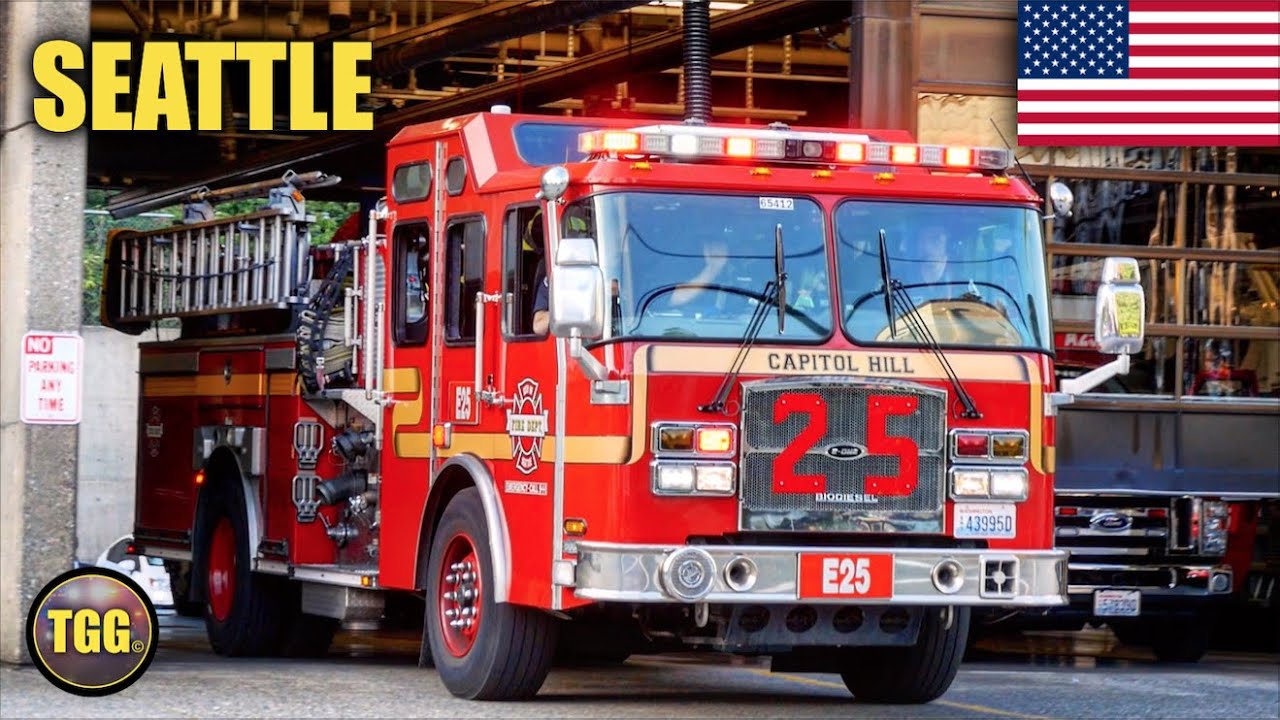[Seattle] Fire Dept. Engine 25 & Aid 25 With Lights & Siren! Seattle ...