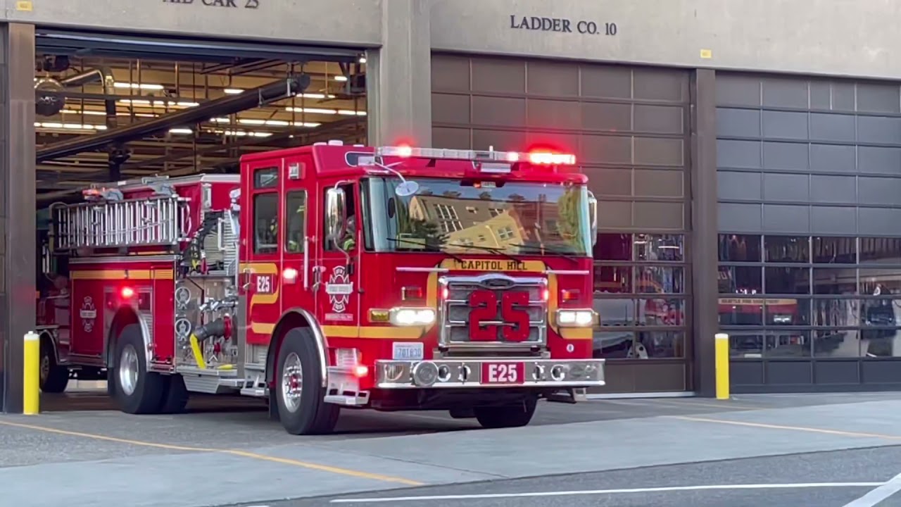 [Seattle Fire Department] Engine 25, 17, Ladder 9 Responding! (With ...