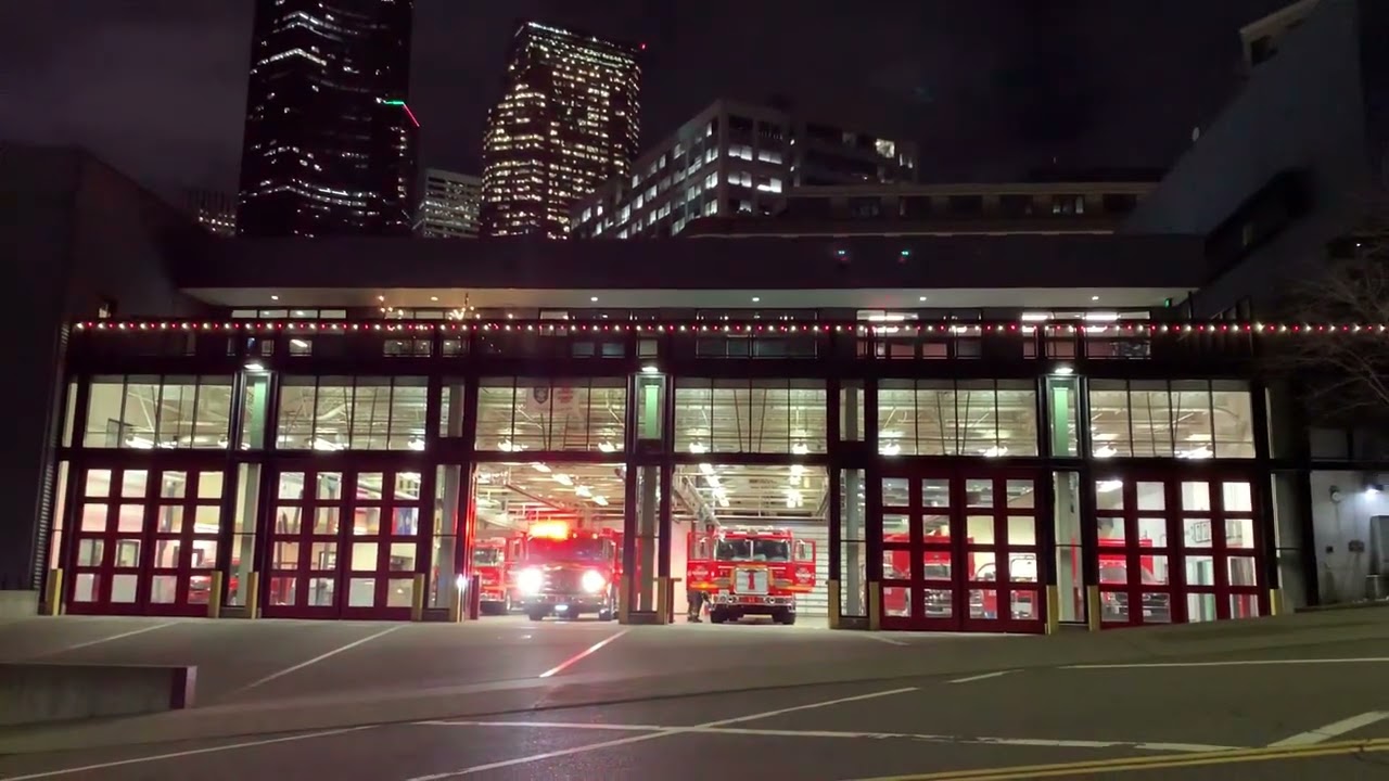 Seattle fire department engine 10 and ladder 1 responding for alarms ...