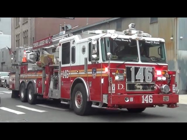FDNY engine 229 and tower ladder 146 responding 1/14/22 Seattle Fire ...