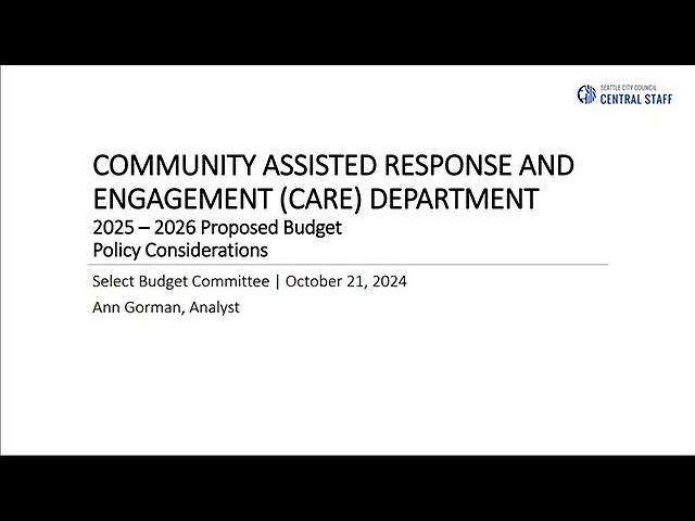 Select Budget Committee Oct. 21, 2024 Session I Seattle Fire Department ...