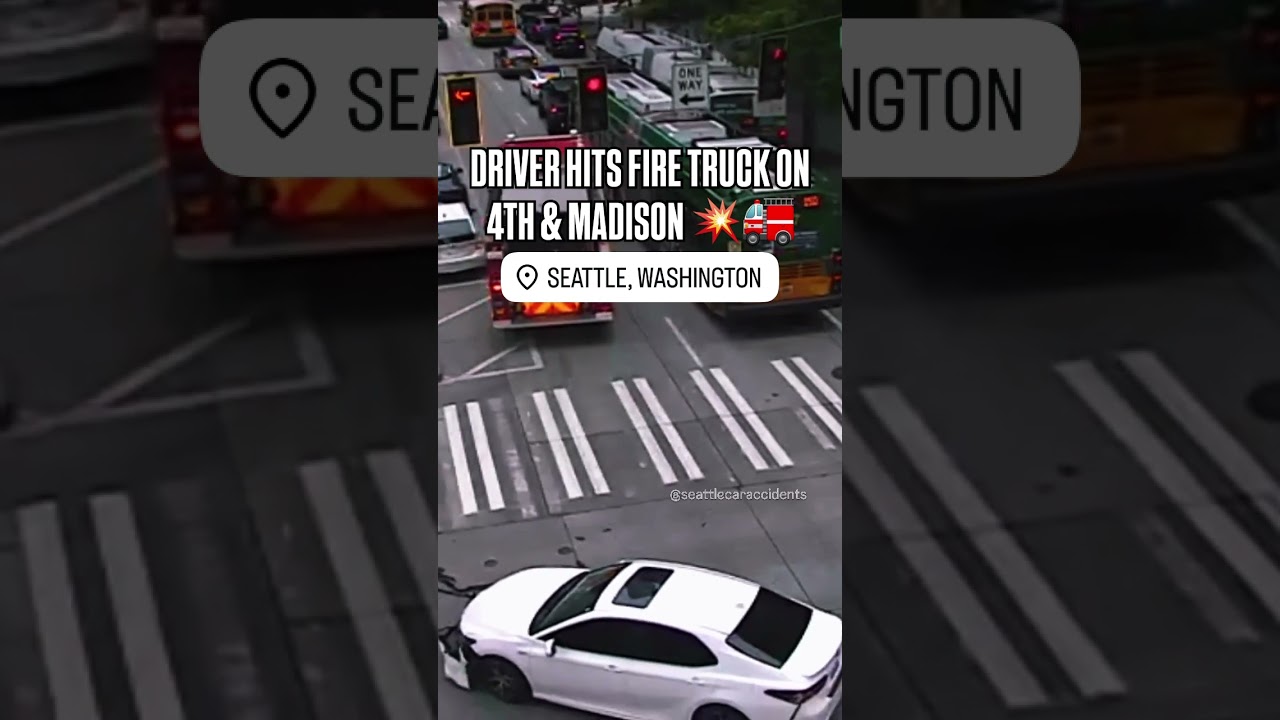 A driver #crashes into a Seattle Fire Department fire truck on 4th Ave ...